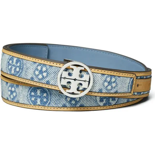 Tory Burch Miller Denim Belt - Powder Blue