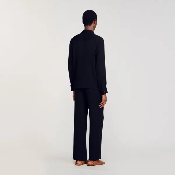Sandro Pleated Shirt - Black