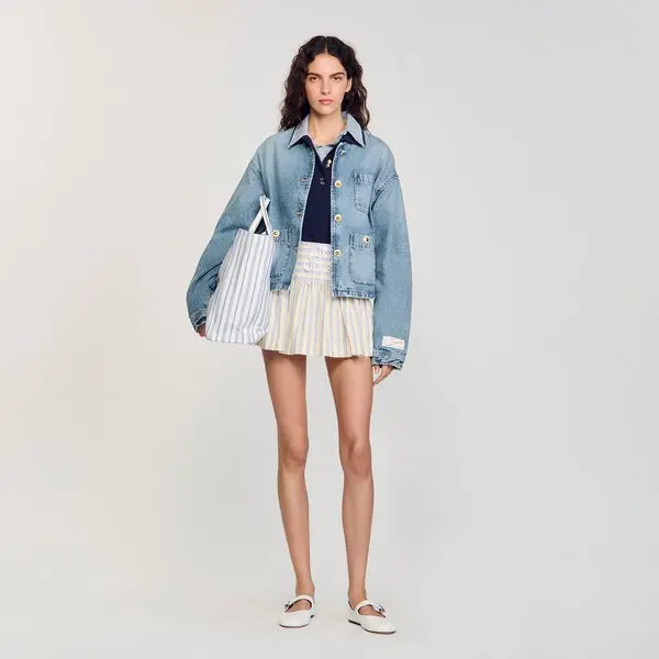 Sandro Faded Denim Jacket - Blue Jean