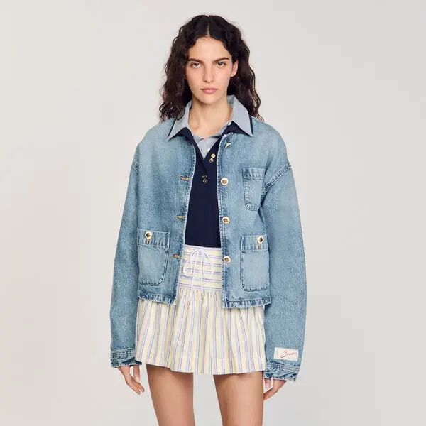 Sandro Faded Denim Jacket - Blue Jean