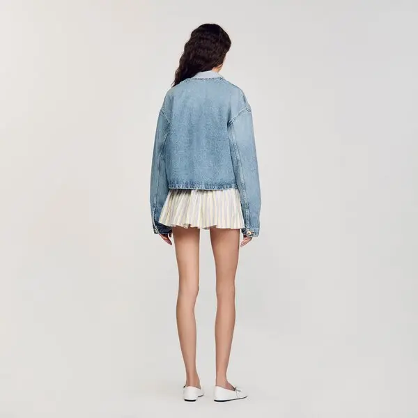 Sandro Faded Denim Jacket - Blue Jean