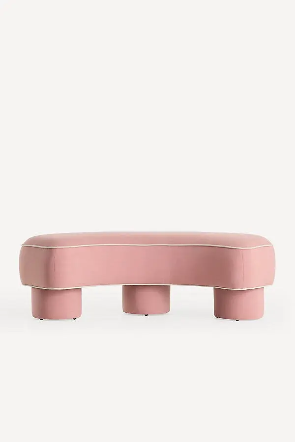 Anthropologie Modella Performance Linen Curved Bench - Pink