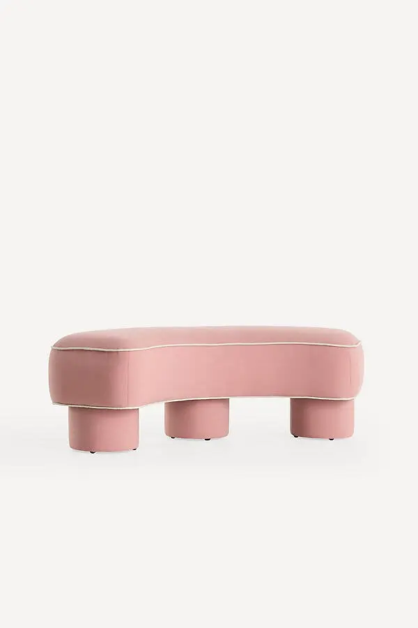 Anthropologie Modella Performance Linen Curved Bench - Pink