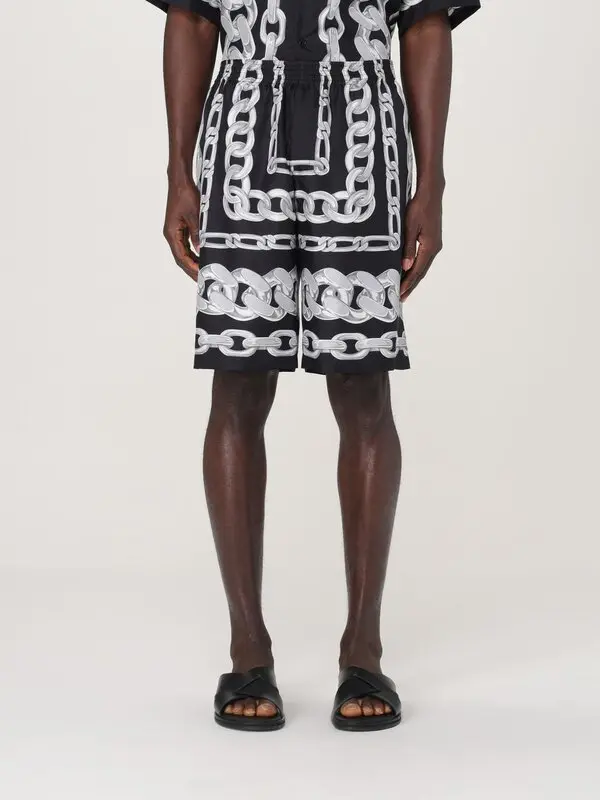 Versace Printed Chain Motif Relaxed Fit Shorts - Black