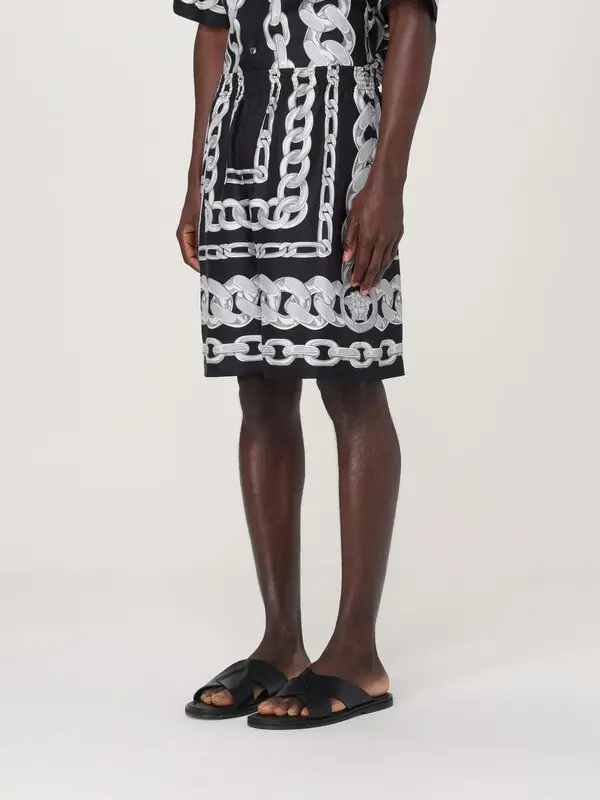 Versace Printed Chain Motif Relaxed Fit Shorts - Black