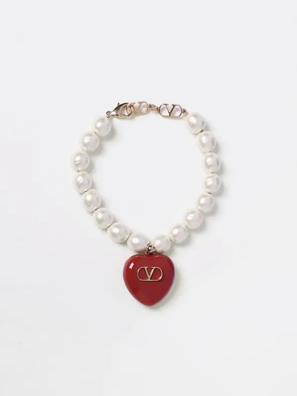 Valentino Garavani Pearl And Heart Charm Bracelet - Gold