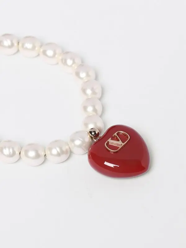 Valentino Garavani Pearl And Heart Charm Bracelet - Gold