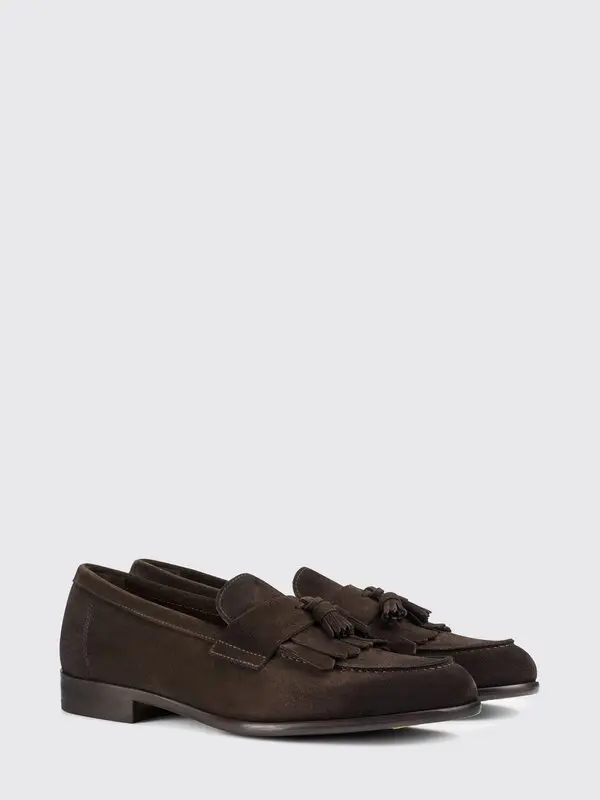 DOUCAL'S Suede Calfskin Loafers With Tassels - Earth