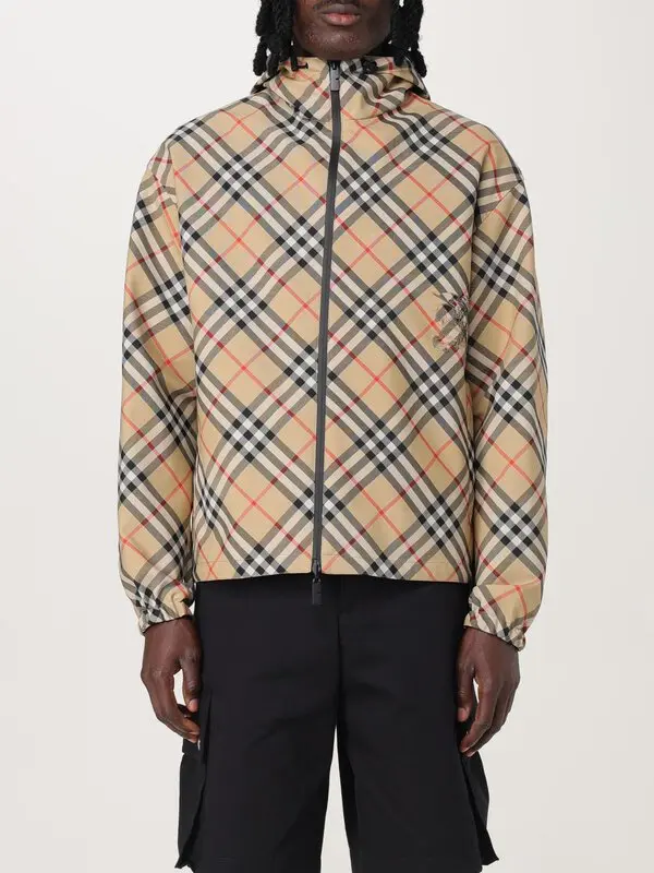 Burberry Checked Hooded Jacket - Nude