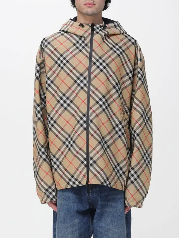 Burberry Checked Hooded Jacket - Sand