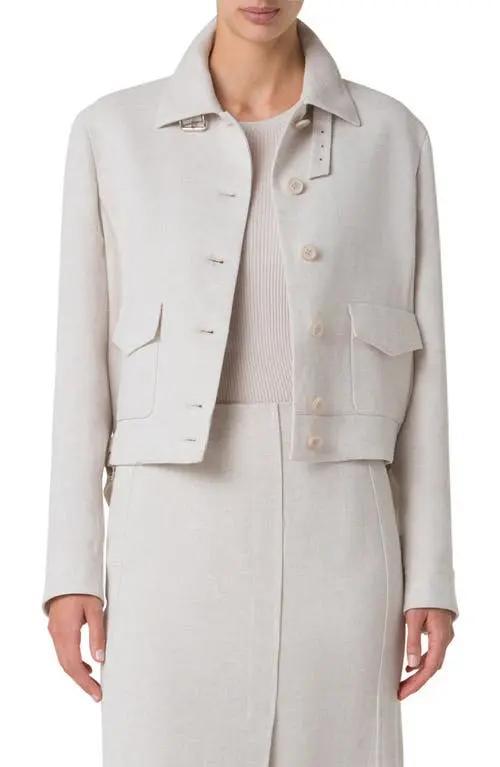 Akris Peer Crop Linen-blend Jacket - Greige