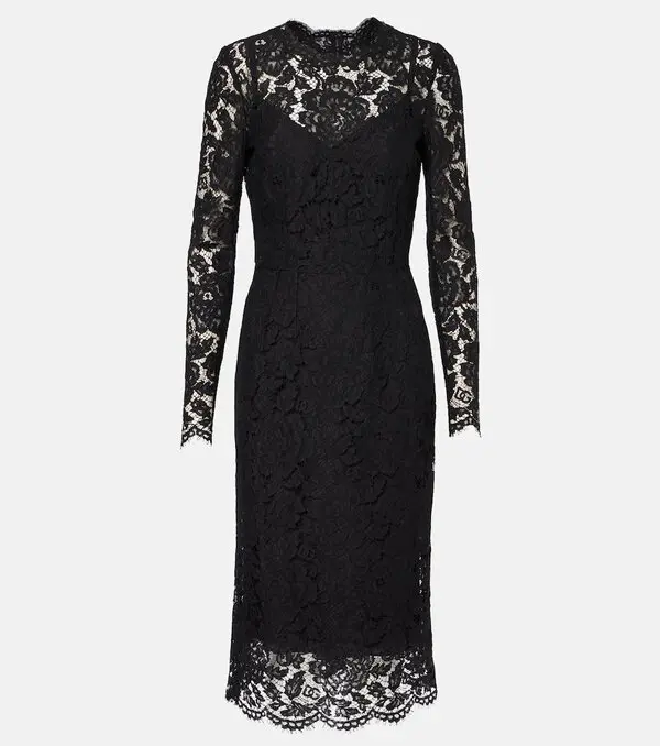 Dolce & Gabbana Lace Midi Dress - Black