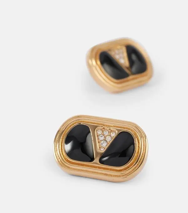 Valentino Garavani Ovalette Embellished Earrings - Gold
