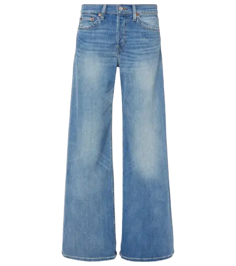 RE/DONE Cotton Stretch Mid-rise Wide-leg Jeans - Blue