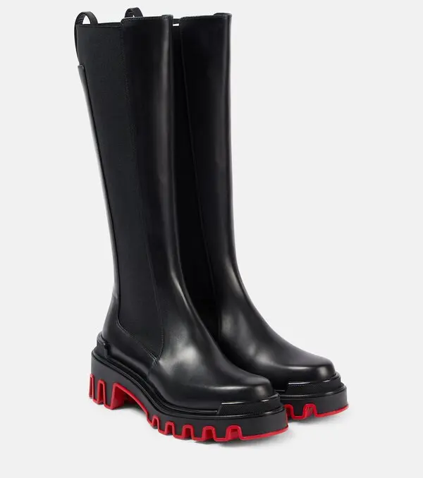 CHRISTIAN LOUBOUTIN Marchacroche Leather Knee-high Boots - Black