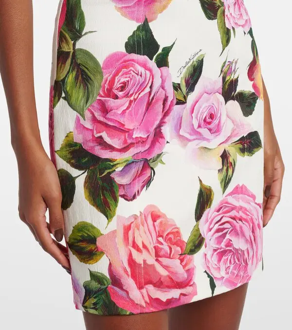 Dolce & Gabbana Floral Cotton-blend Minidress - White