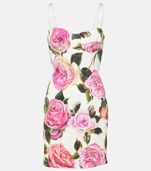Dolce & Gabbana Floral Cotton-blend Minidress - White