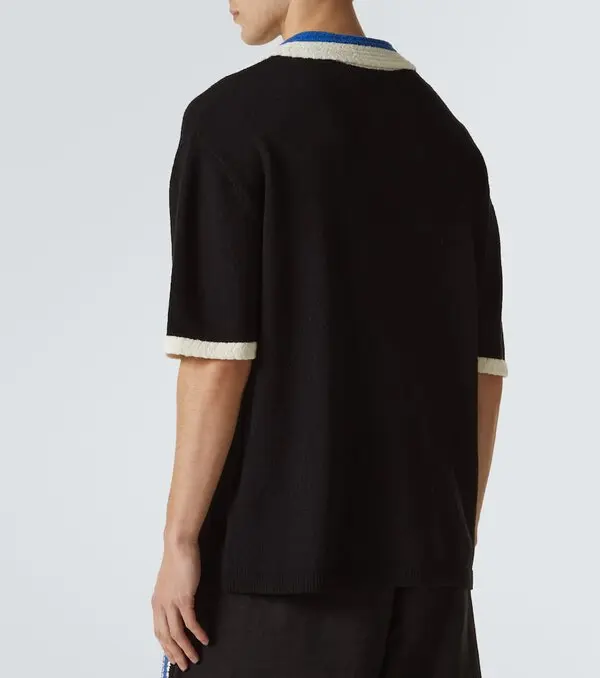 Commas Crochet Cotton-blend Polo Shirt - Black