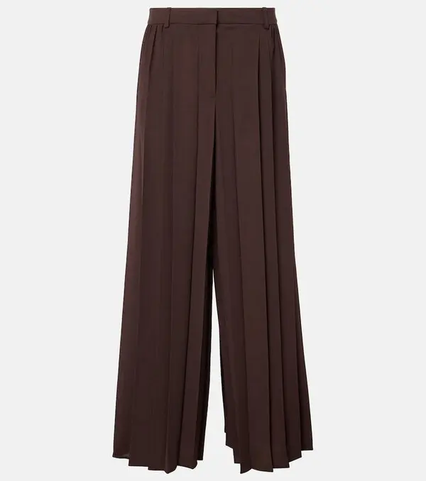 JOSEPH Tibre Plissé Wide-leg Pants - Brown