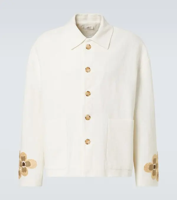 Commas Floral Linen And Cotton Bouclé Jacket - White