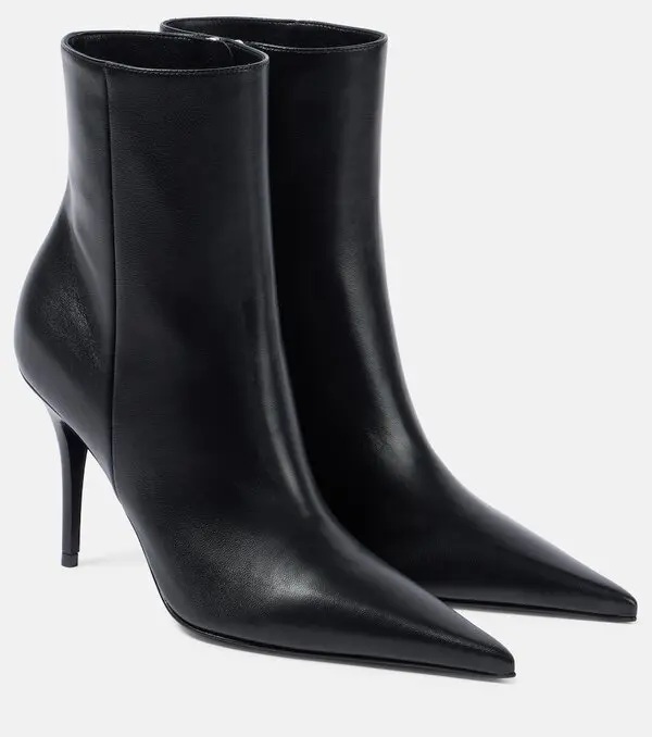 Amina Muaddi Barbara 90 Leather Boots - Black