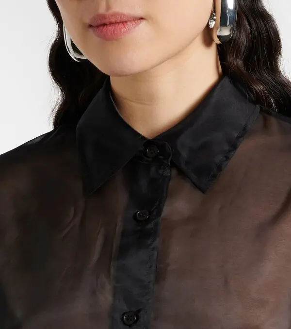 THE FRANKIE SHOP Peri Sheer Silk-blend Shirt - Black