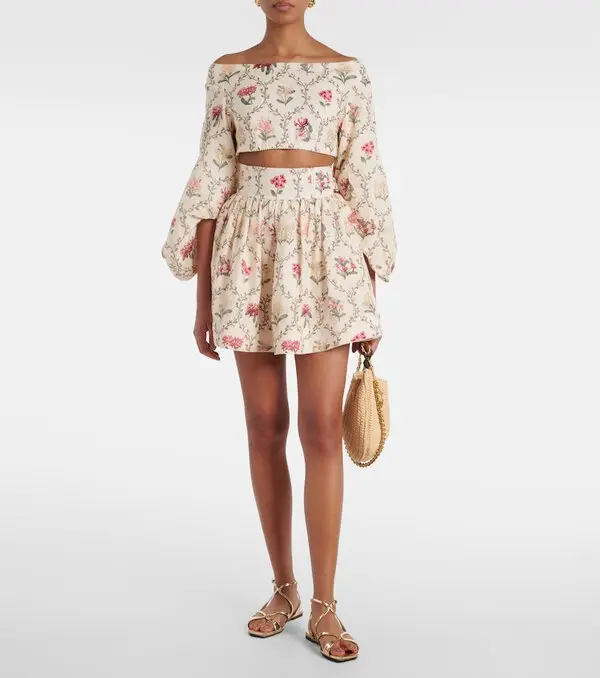Agua Bendita Floral Linen Top