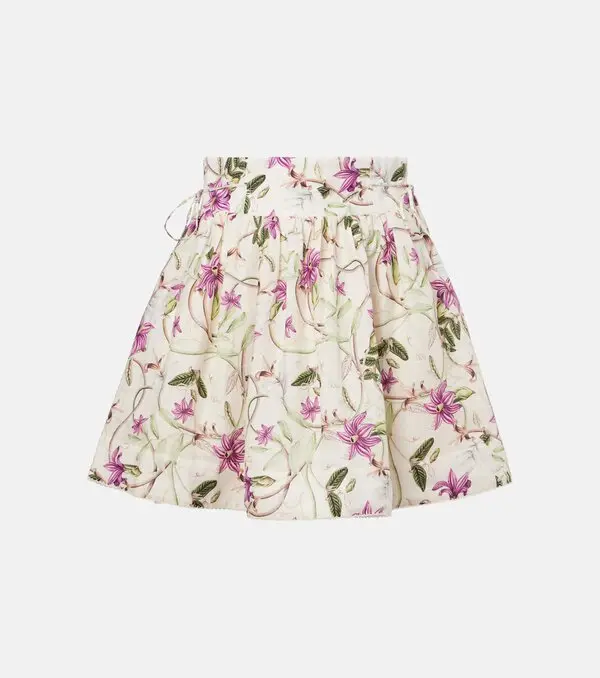 Agua Bendita Floral Linen Mini Skirt - Multicoloured