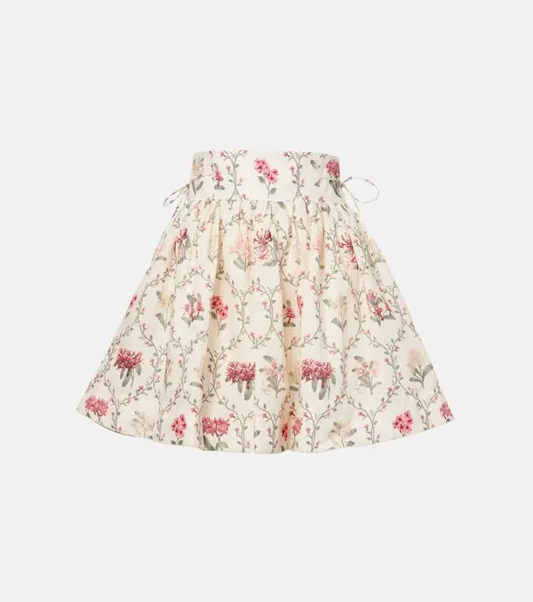 Agua Bendita Floral Linen Mini Skirt - Multicoloured