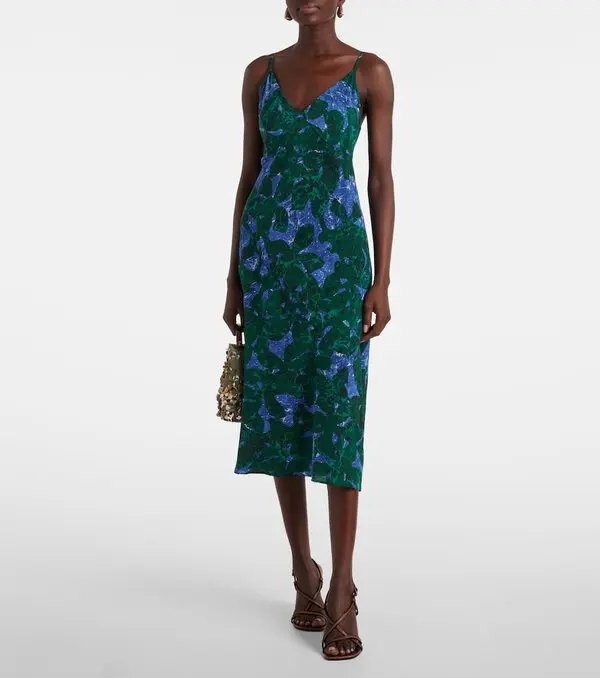 Dries Van Noten Printed Silk Slip Dress