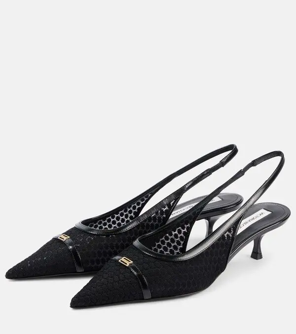 Victoria Beckham Leather-trimmed Mesh Slingback Pumps