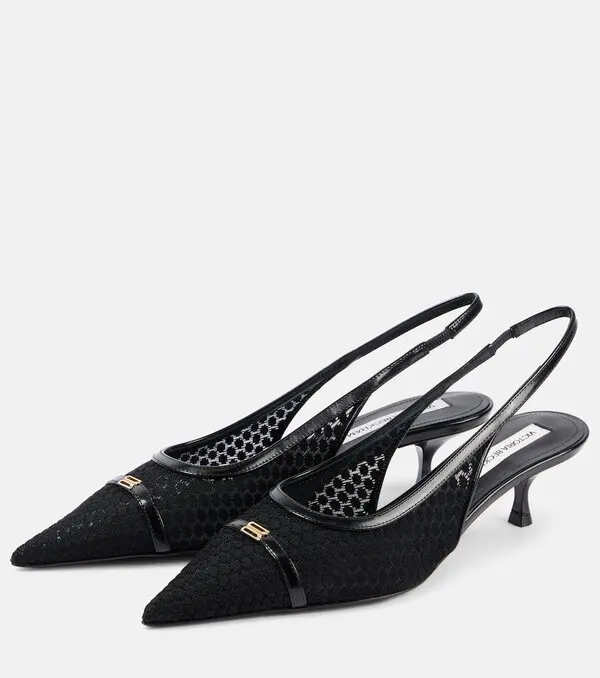 Victoria Beckham Leather-trimmed Mesh Slingback Pumps