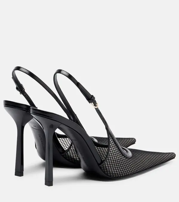Victoria Beckham Leather-trimmed Mesh Slingback Pumps