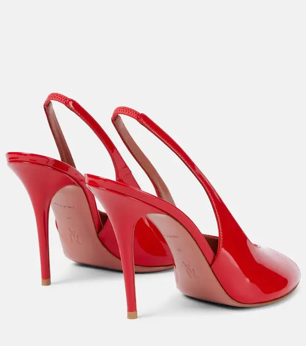 Amina Muaddi Kristina 105 Patent Leather Peep-toe Pumps - Red