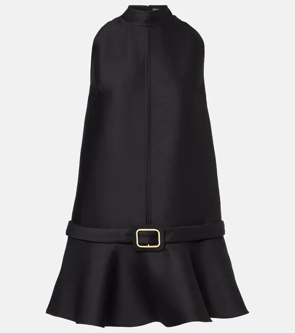 TOM FORD Belted Wool And Silk Crêpe Minidress - Black