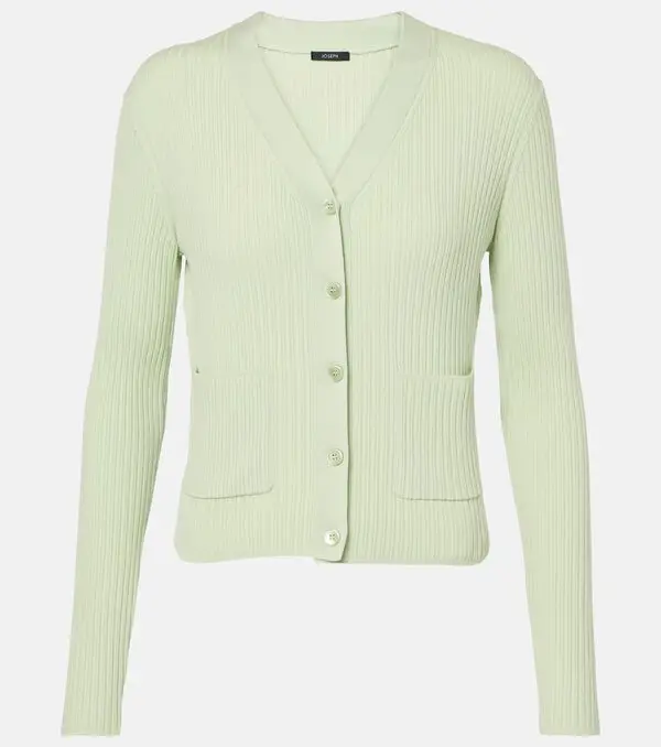 JOSEPH Ribbed-knit Wool Cardigan - Green