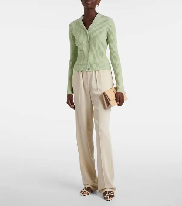 JOSEPH Ribbed-knit Wool Cardigan - Green