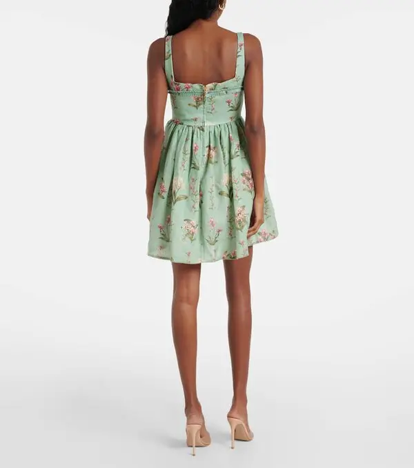 Agua Bendita Hierbabuena Floral Linen Minidress