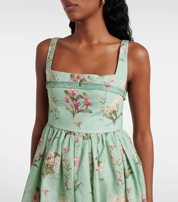 Agua Bendita Hierbabuena Floral Linen Minidress