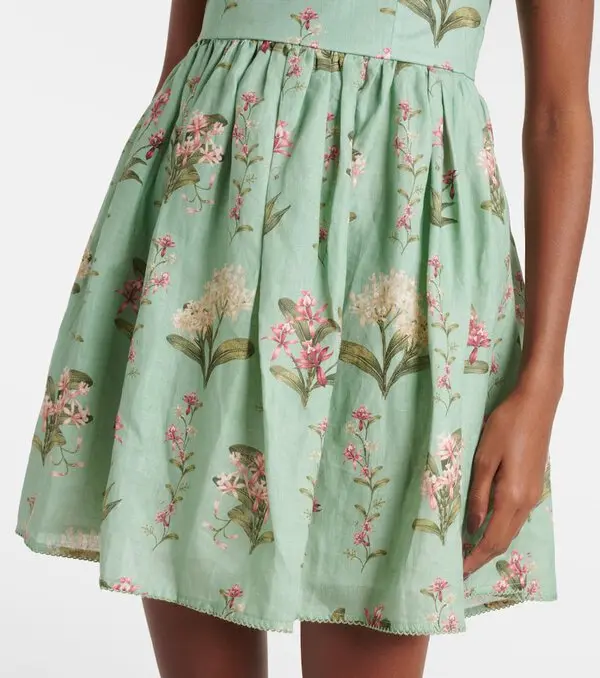 Agua Bendita Hierbabuena Floral Linen Minidress