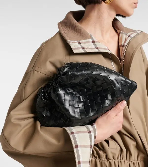 Bottega Veneta Intrecciato Leather Clutch - Black