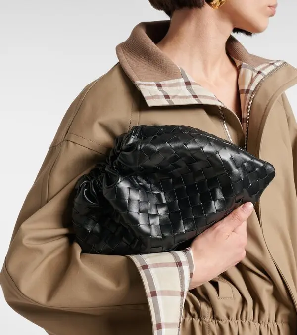 Bottega Veneta Intrecciato Leather Clutch - Black