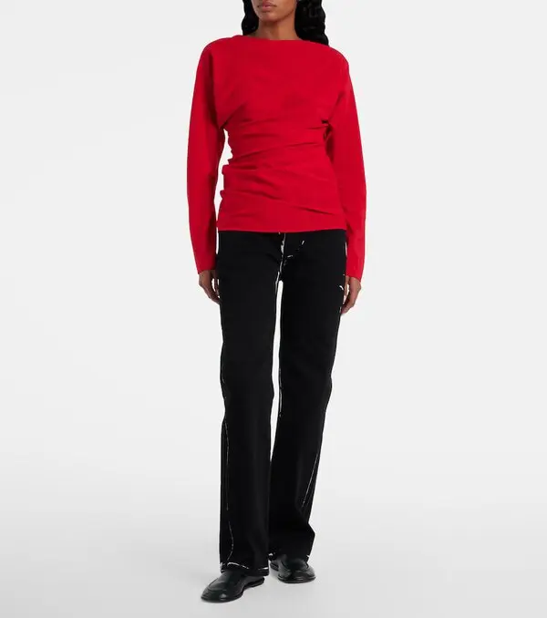 Proenza Schouler Keegan Gathered Top - Red