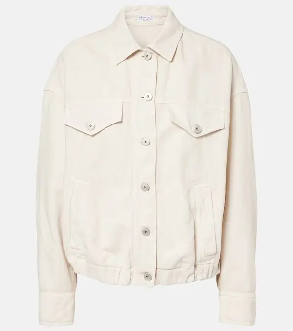 Brunello Cucinelli Monili Beaded Cotton And Linen Jacket - White
