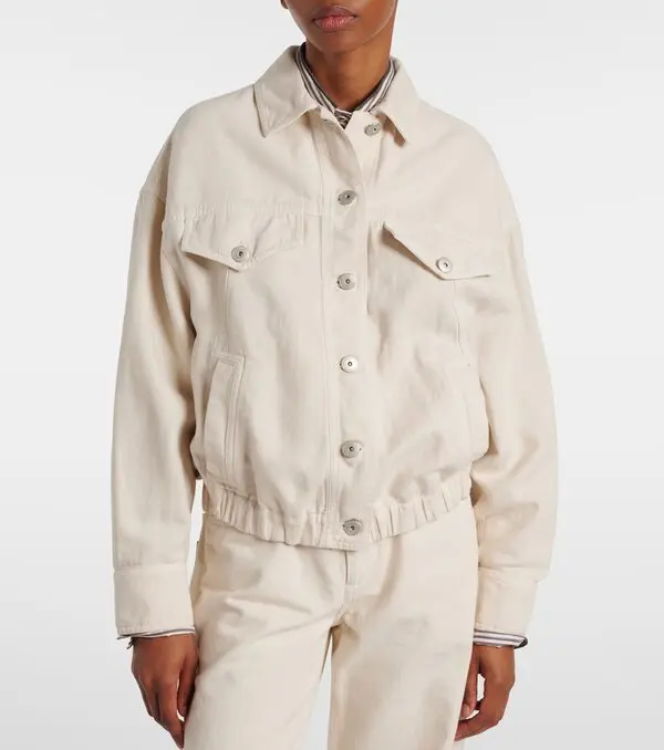 Brunello Cucinelli Monili Beaded Cotton And Linen Jacket