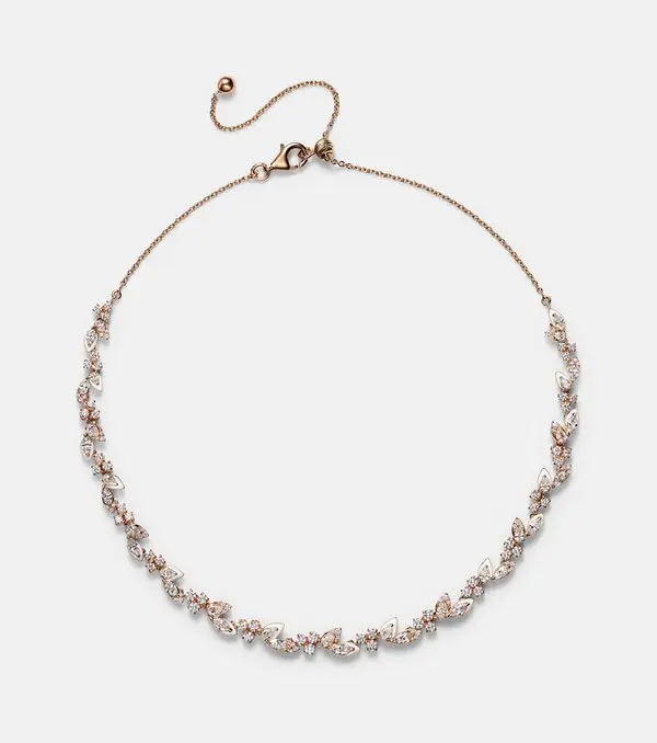 KAMYEN Leaf 18kt Rose Gold And Enamel Choker With Diamonds - Silver