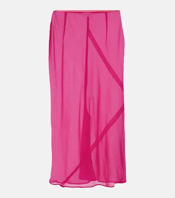 Dries Van Noten Silk-blend Satin Midi Skirt - Pink