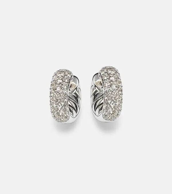 David Yurman Dy Mercer® Micro Hoop Earrings With Diamonds - Silver