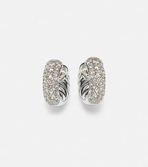 David Yurman Dy Mercer® Micro Hoop Earrings With Diamonds - Silver