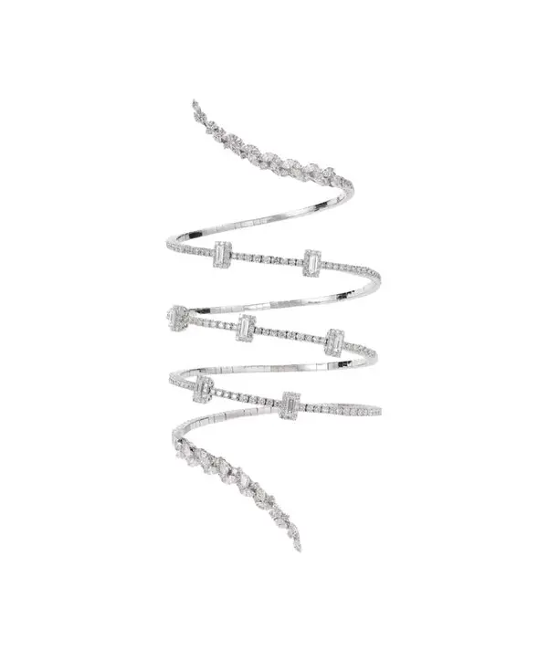 Yeprem 18kt White Gold Diamond Cuff Bracelet - Silver
